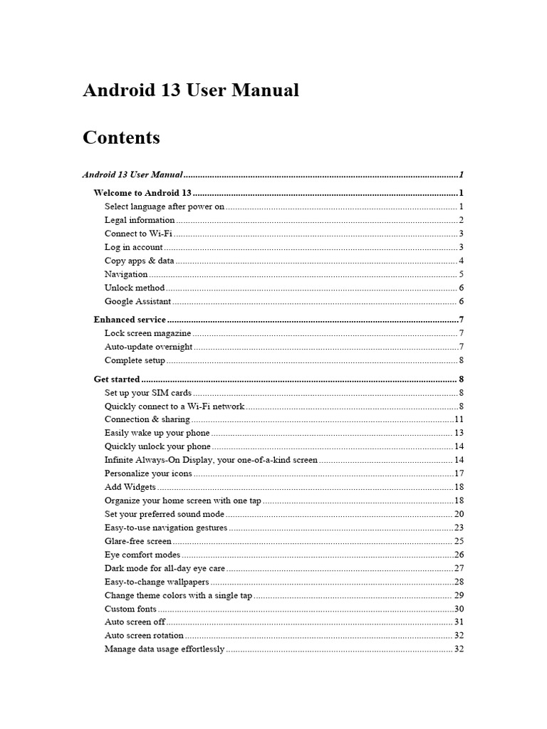 Android 13 User Manual Guide | PDF | Computer Network | Wi Fi