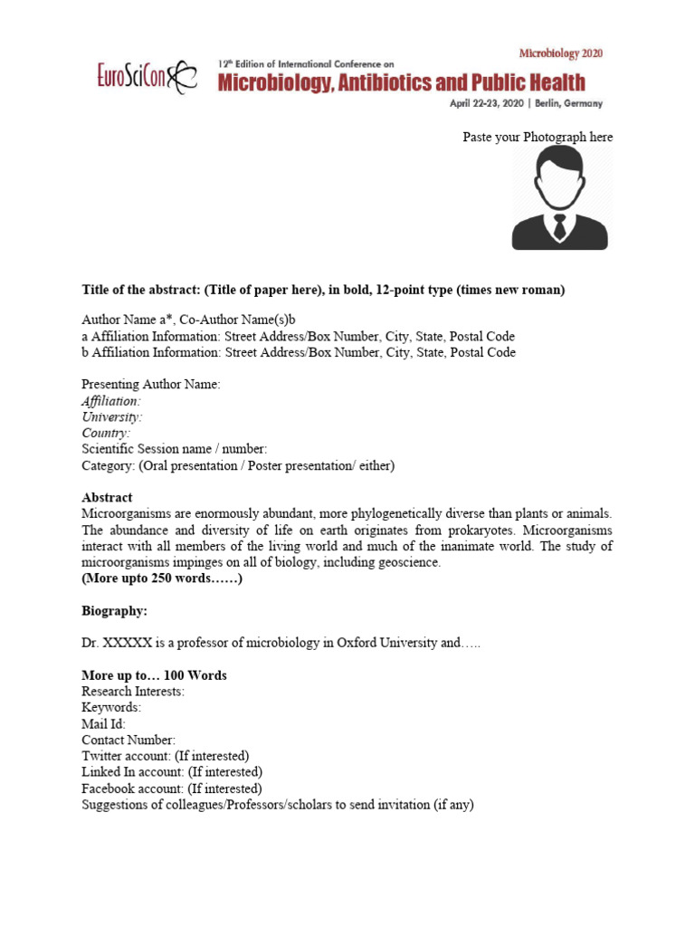 Microbiology Abstract Template | PDF | Abstract (Summary)