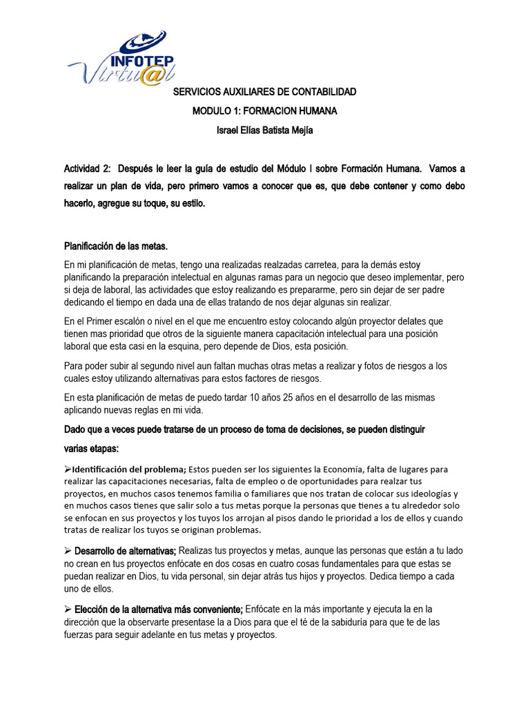 Actividad 2 Israel Mejia | PDF | Planificación
