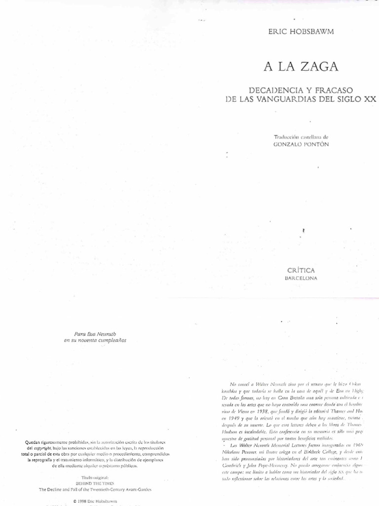 Hobsbawm, Eric. (1999) - A La Zaga. Decadencia y Fracaso de Las ...