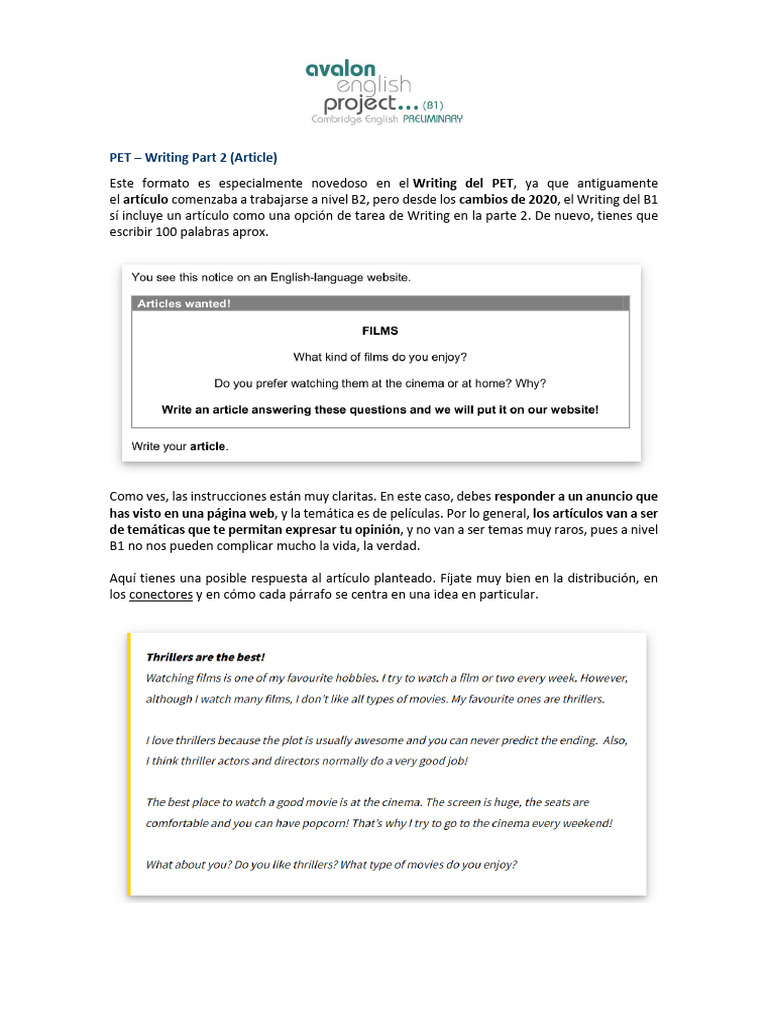 Writing Part 2 Article Theory | PDF