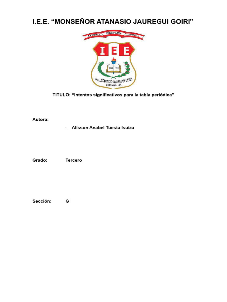 Informe Tabla Periodica | PDF | Tabla periódica | Elementos químicos