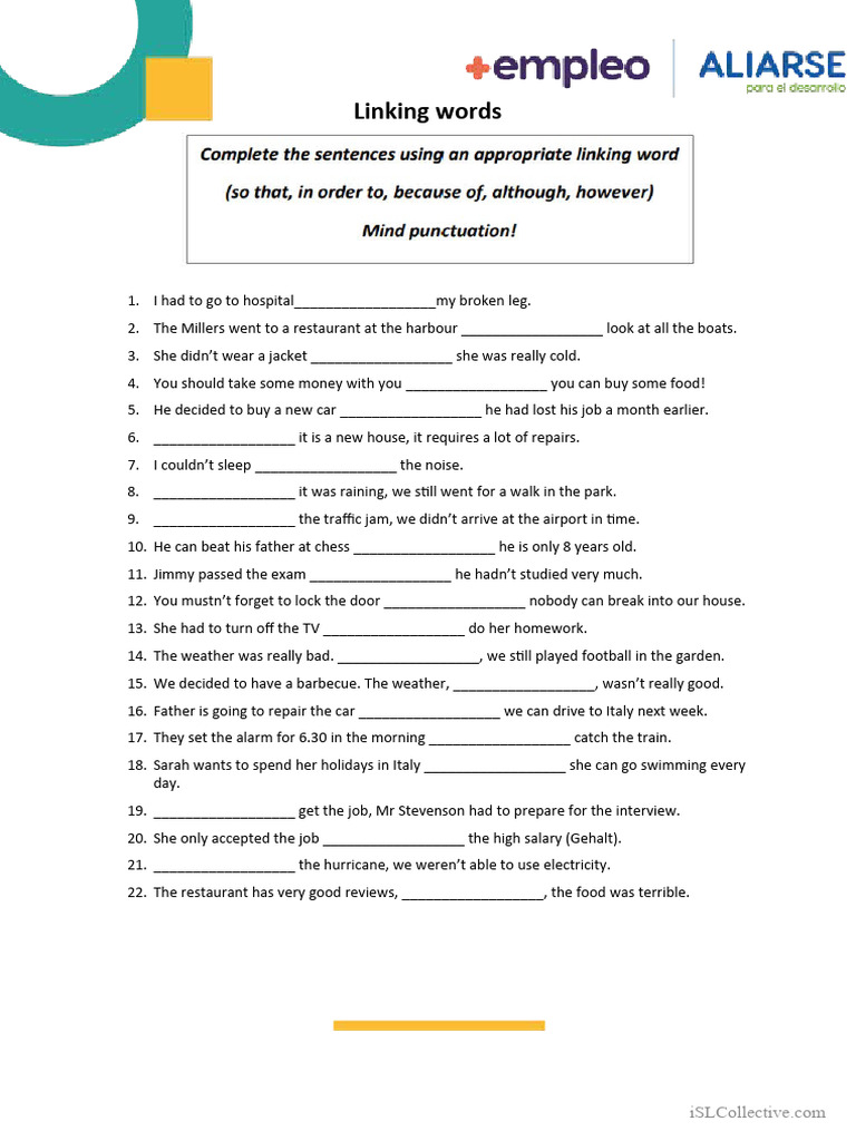 Linking words_Activity 3 | PDF