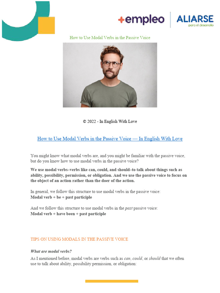 Passive Voice With Modals | PDF | Verb | Linguistic Typology