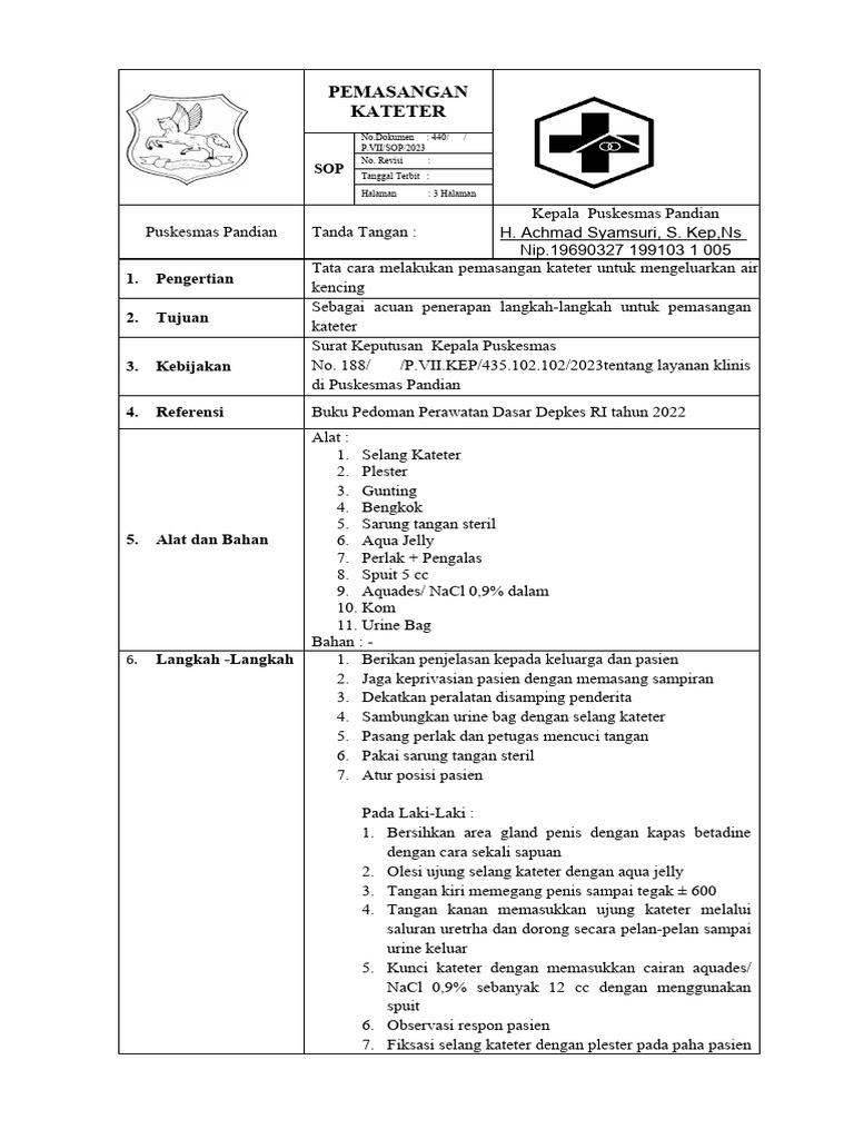 32 SOP Pemasangan Cateter | PDF