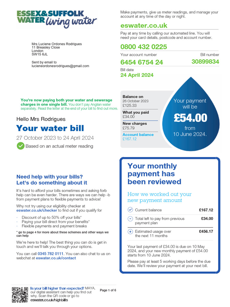 Essex & Suffolk Water Bill Overview | PDF | Debit Card