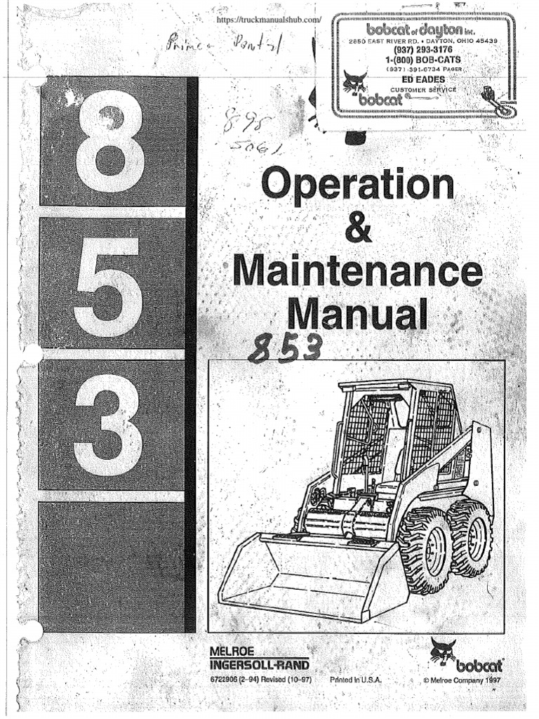 Bobcat 853 Operator Manual | PDF