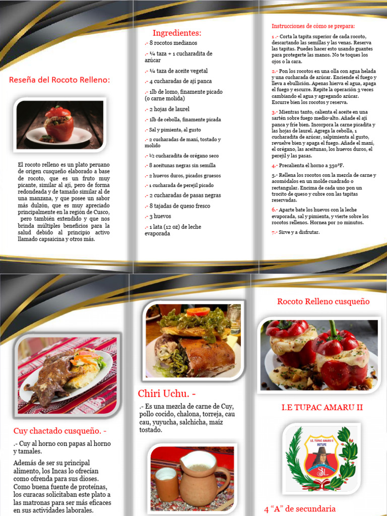 Triptico Del Cusco | PDF | Alimentos | Cocina