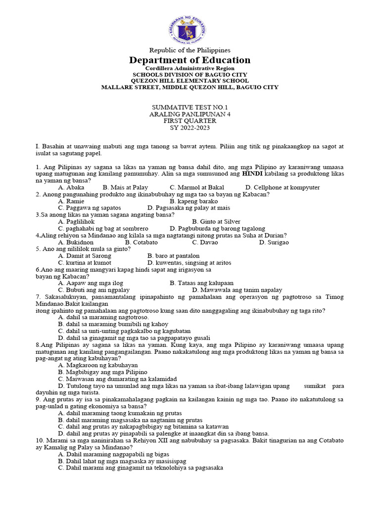 ST 1 Gr.4 AP With Tos | PDF