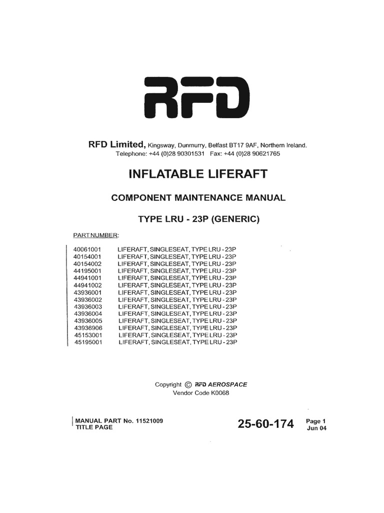 RFD Limited Liferaft - LRU-23P | PDF