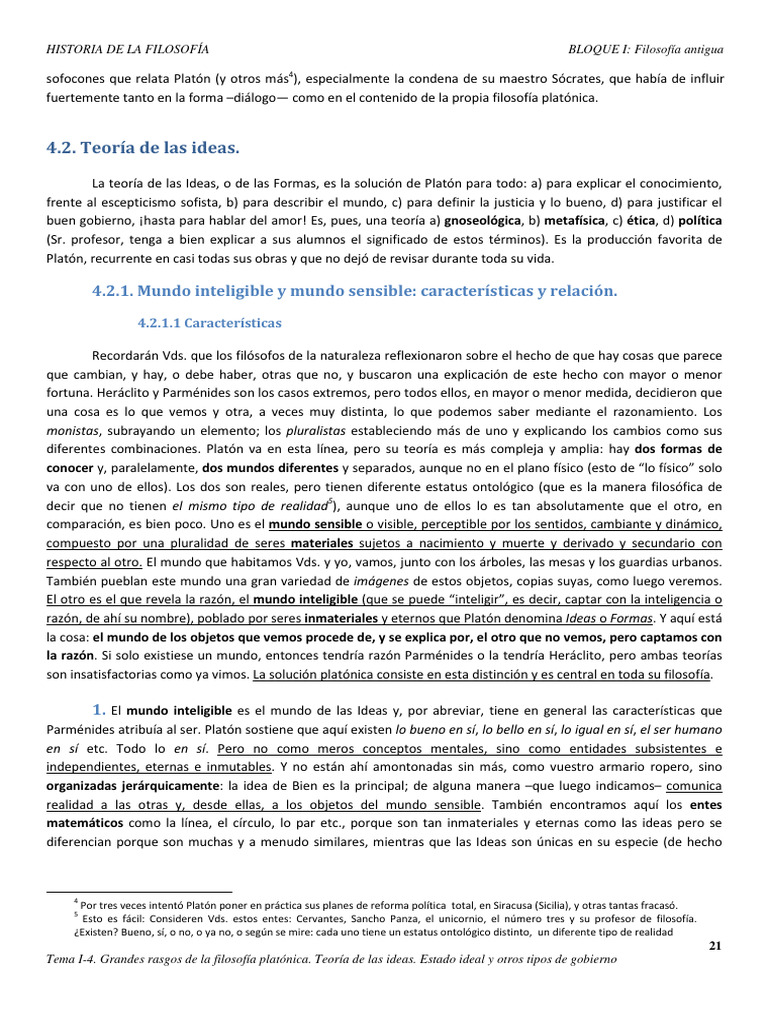 Filosofía Platónica: Ideas y Gobierno | PDF | Platón | Alma