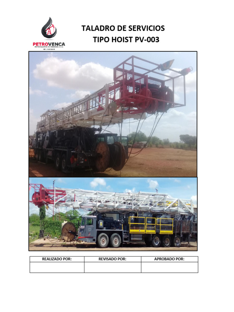 Ficha Técnica - Hoist PV-003 | PDF | Perforación | Ingeniería mecánica