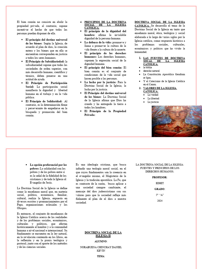 Triptico Completo Principios de La Doctrina Social de La Iglesia | PDF | Iglesia Católica ...