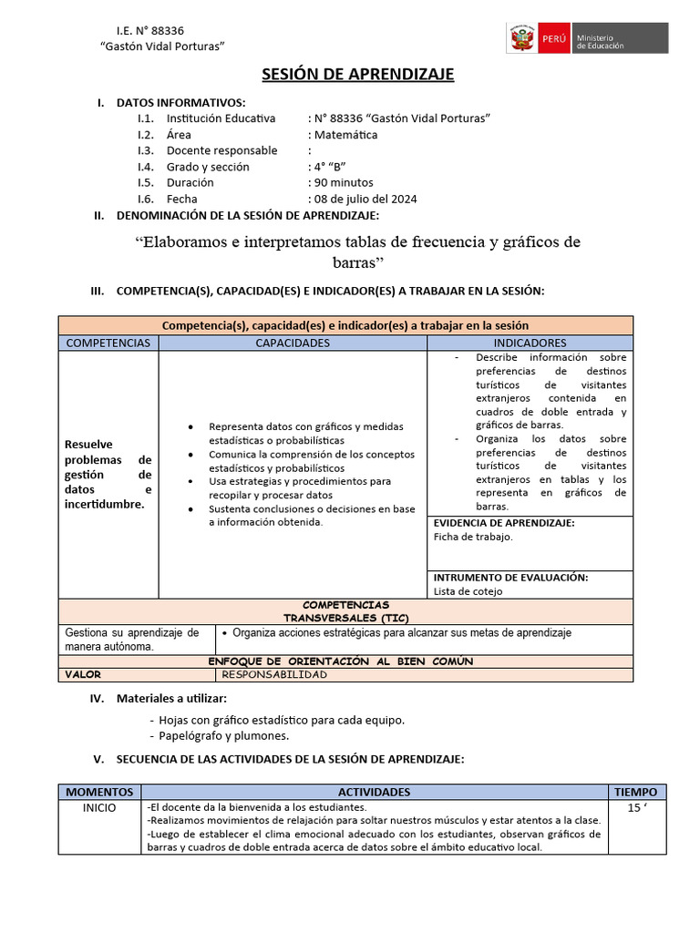 Sesión de Matemática - Estadistica | PDF | Estadísticas | Aprendizaje