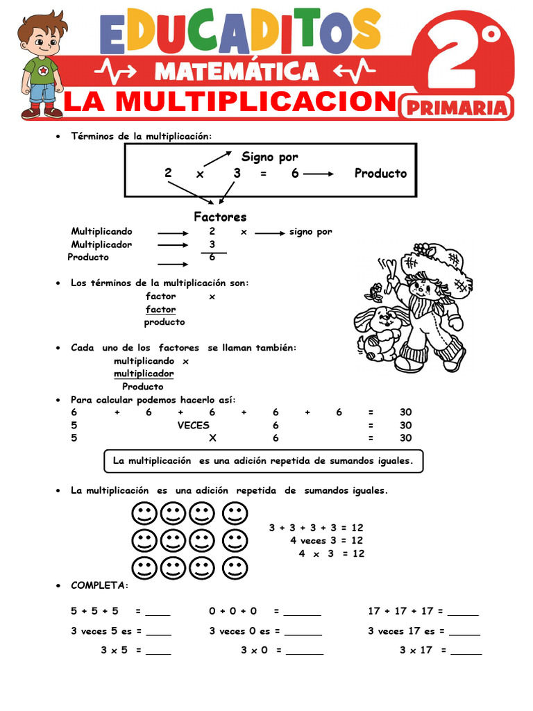 La Multiplicacion para Segundo Grado de Primaria | PDF | Multiplicación ...