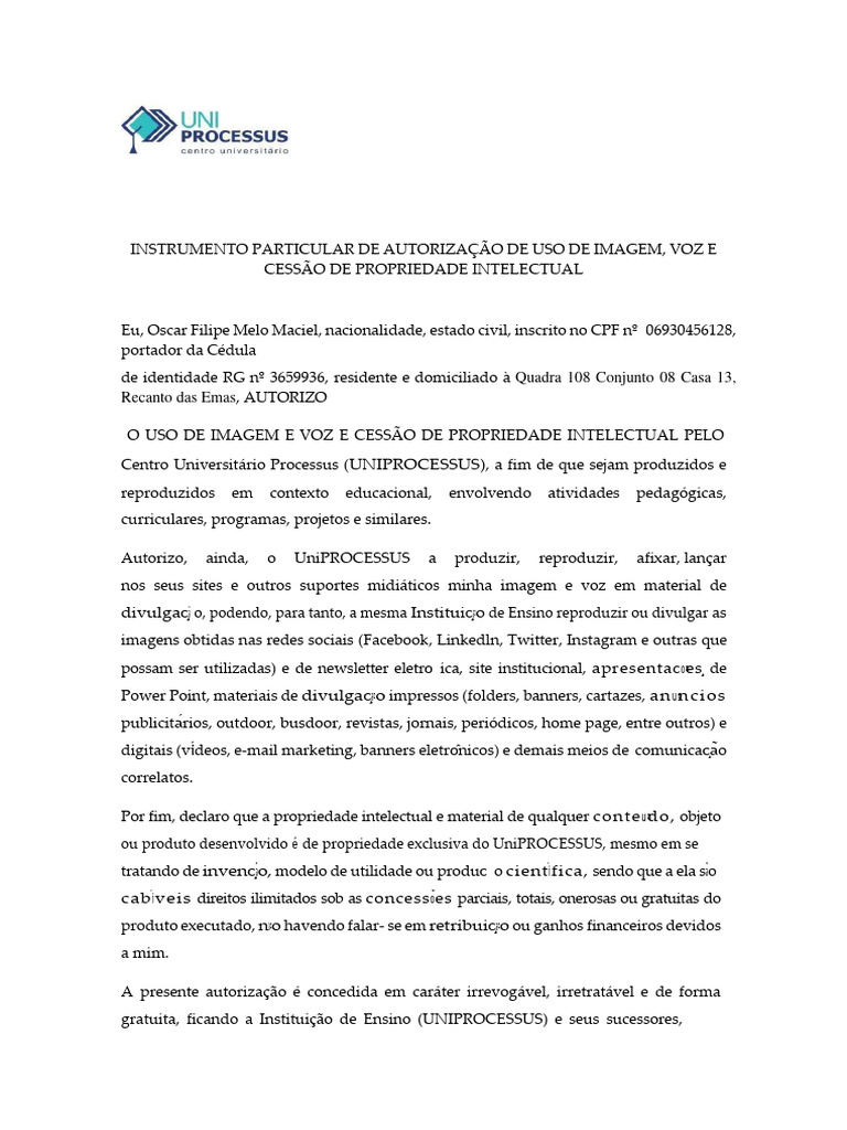 TERMO-DE-USO-IMAGEM-E-PROPRIEDADE-INTELECT - Oscar Maciel | PDF ...