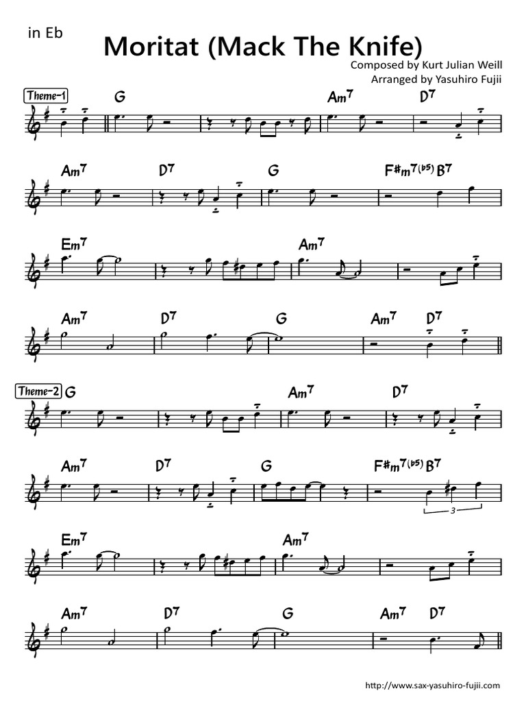 Moritat - Easy Solo Example For Alto Sax | PDF | Classical Music | Jazz