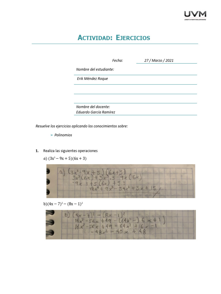 U4 Ejercicios | PDF | Matemática Elemental | Aritmética