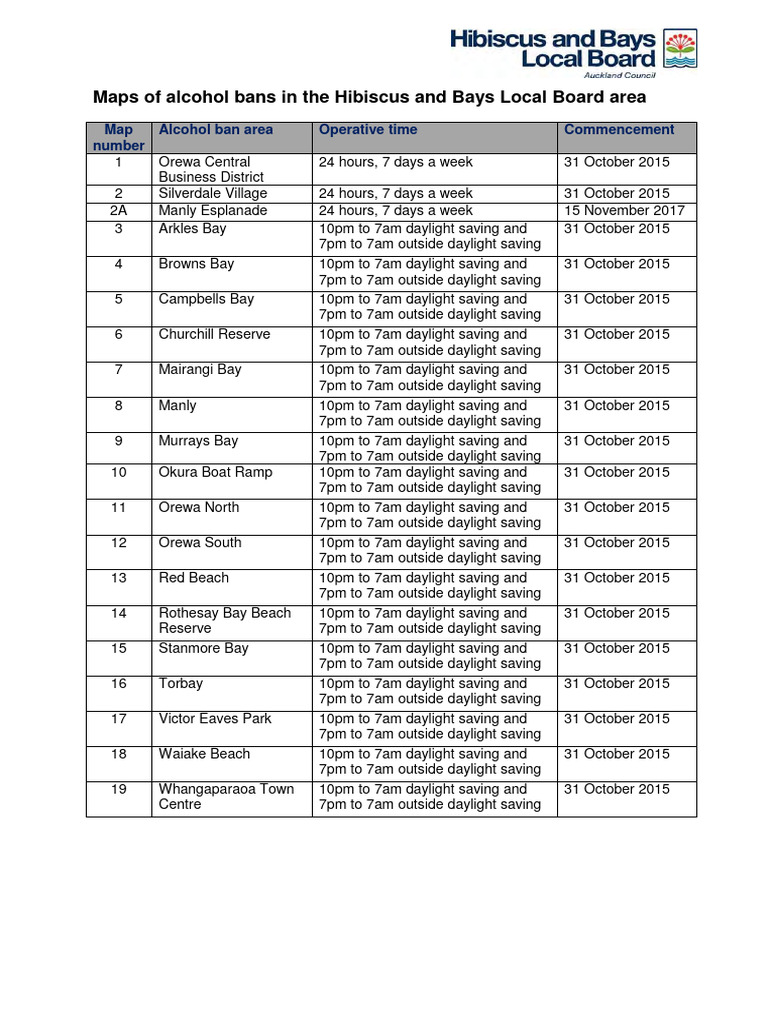 Alcohol Ban Maps Hibiscus Bays | PDF