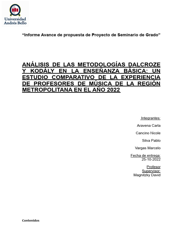 Informe Avance de Propuesta de Proyecto de Seminario de Grado | PDF | Aprendizaje | Enseñando