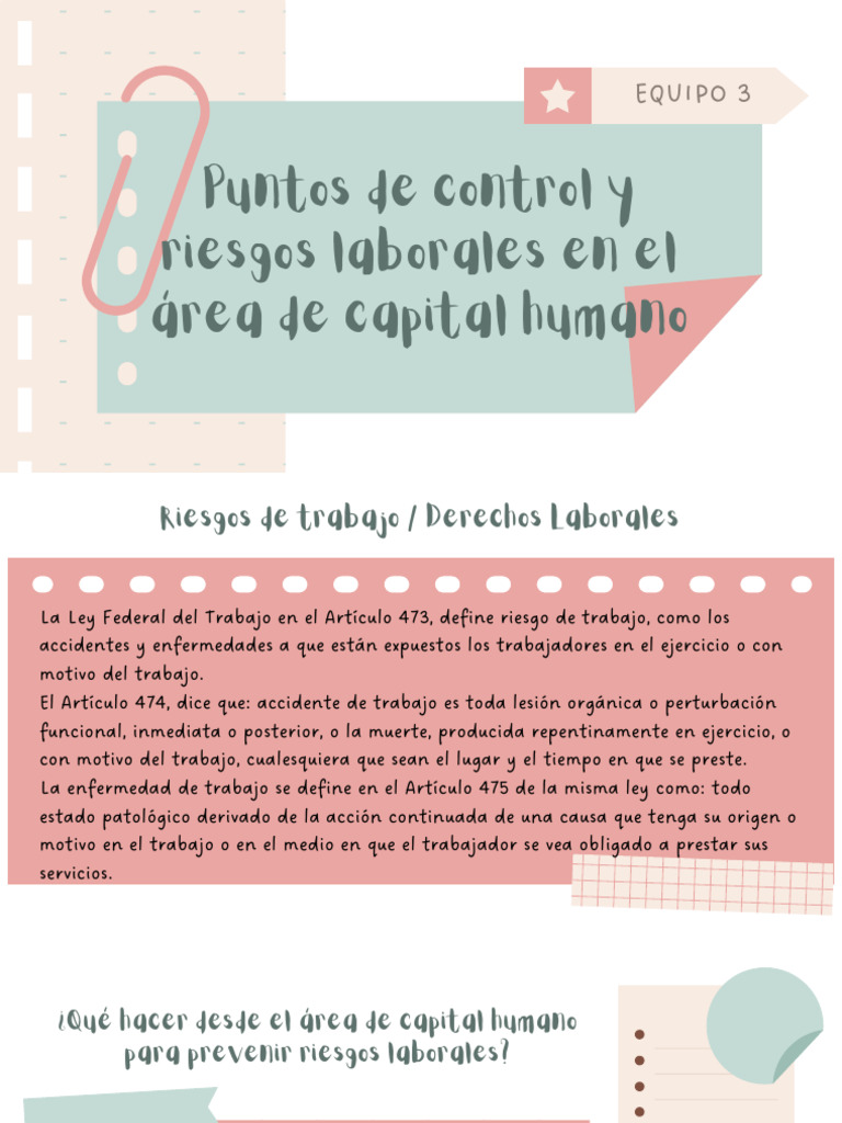 EQ3-Puntos de Control y Riesgos Laborales en El Area de CP | PDF | Derecho laboral