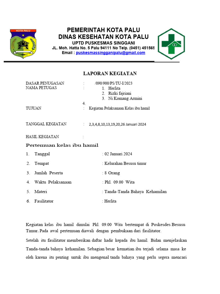 Lap Kegiatan Kls Bumil 1 | PDF