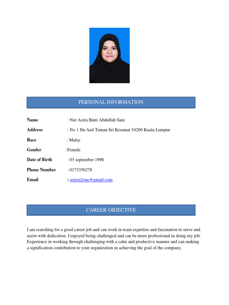Resume Nur Azira | PDF