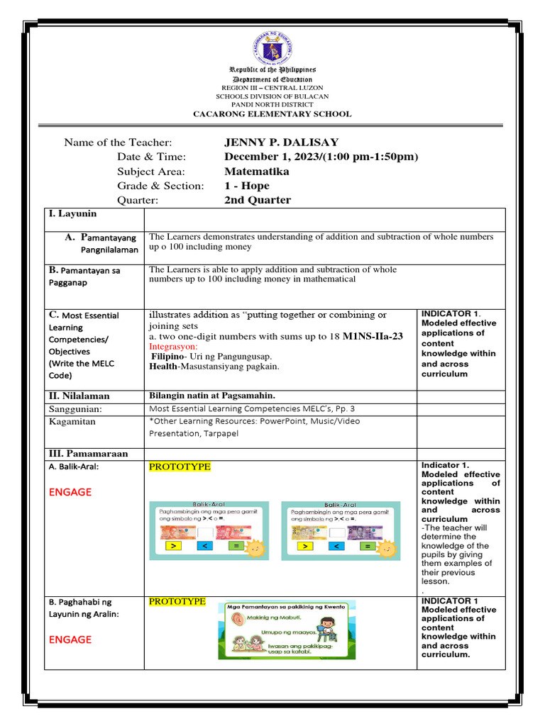 5E-LESSon-PLAN-GRADE-1-CES-FORMAT | PDF | Curriculum | Learning