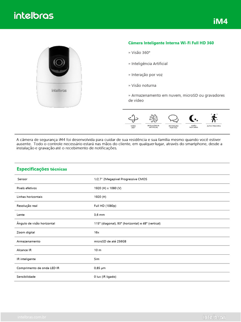 Datasheet - Im4 - Câmera Inteligente Interna Wi-Fi Full HD 360 | PDF ...