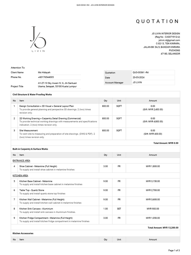 Quo-00361-R4 (A1-27-13 Sky Awani Iv) | PDF | Payments | Kitchen