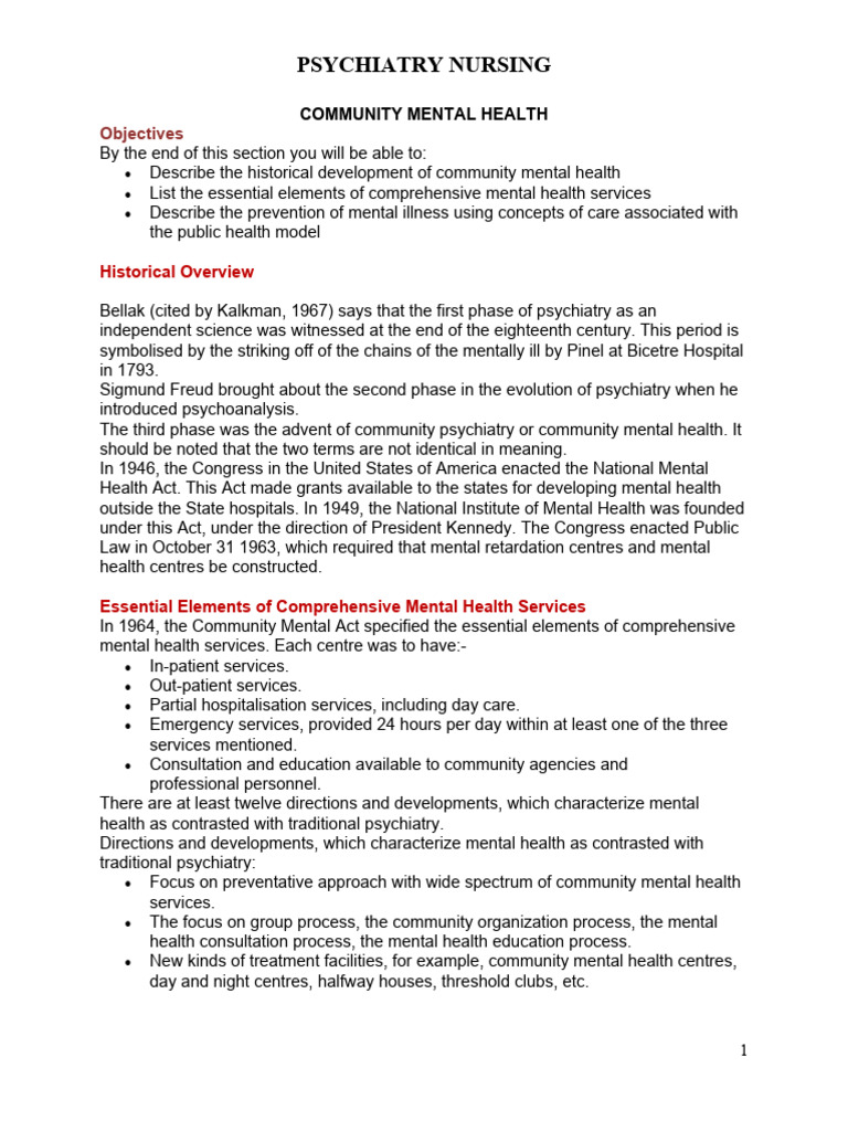 Community Mental Health Nursing Overview | PDF | Preventive Healthcare ...
