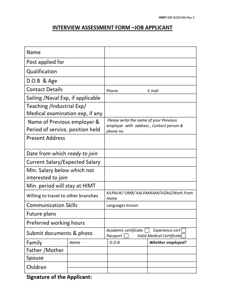 IA FORM - Admin Staff | PDF