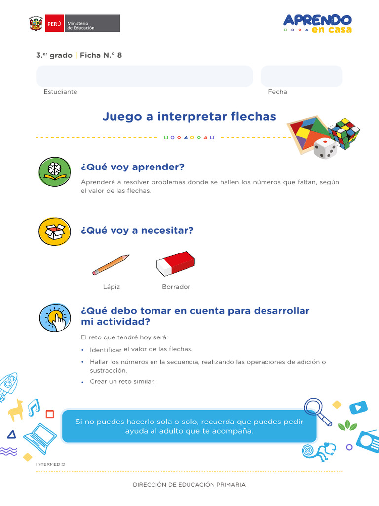 Juego-Interpretar-Flechas MATE FICHA 8 | PDF