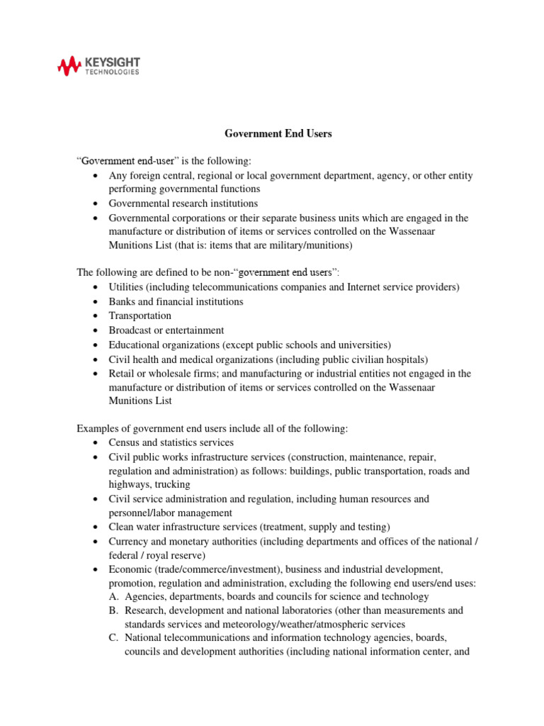 Definition of Govt End-User | PDF | Infrastructure | Regulation