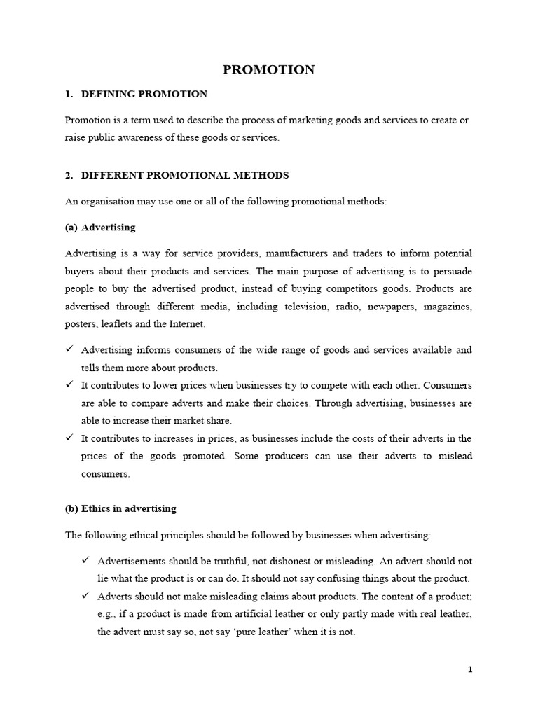 Promotion | PDF | Advertising | Target Audience