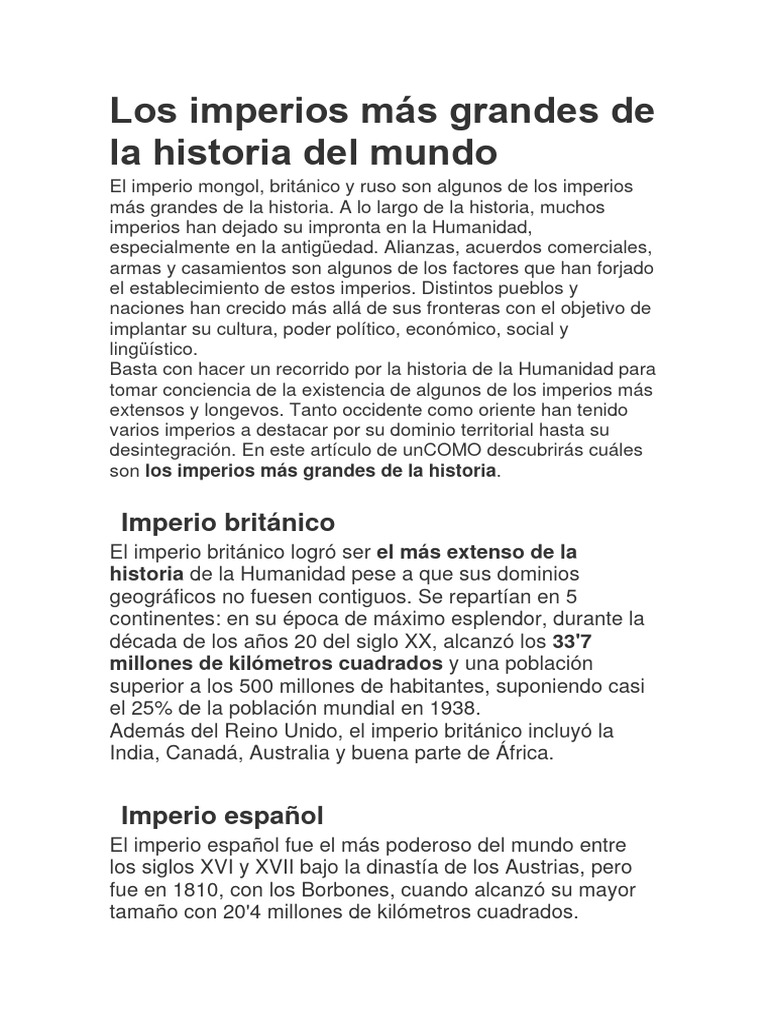 Imperios más grandes de la historia | PDF | Política