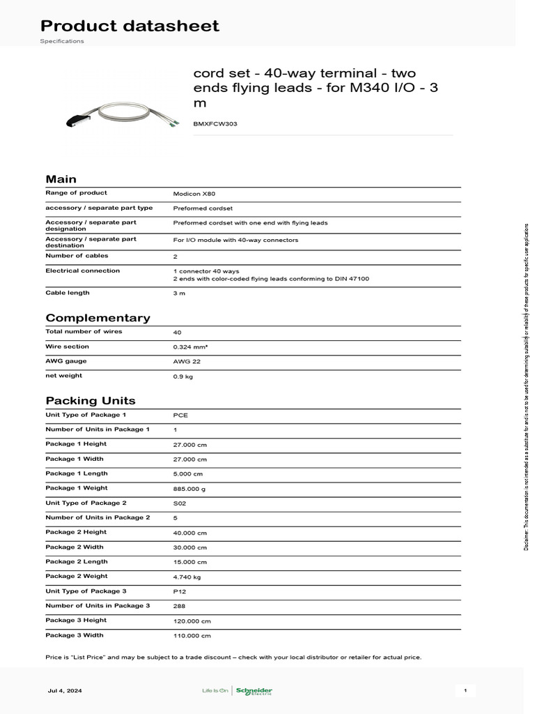 Schneider Electric Modicon X80 I Os BMXFCW303 | PDF | Electrical ...