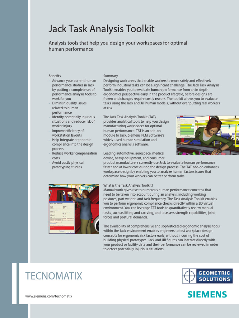 GEOPLM Siemens PLM Tecnomatix Jack Task Analysis Toolkit | PDF | Human Factors And Ergonomics ...