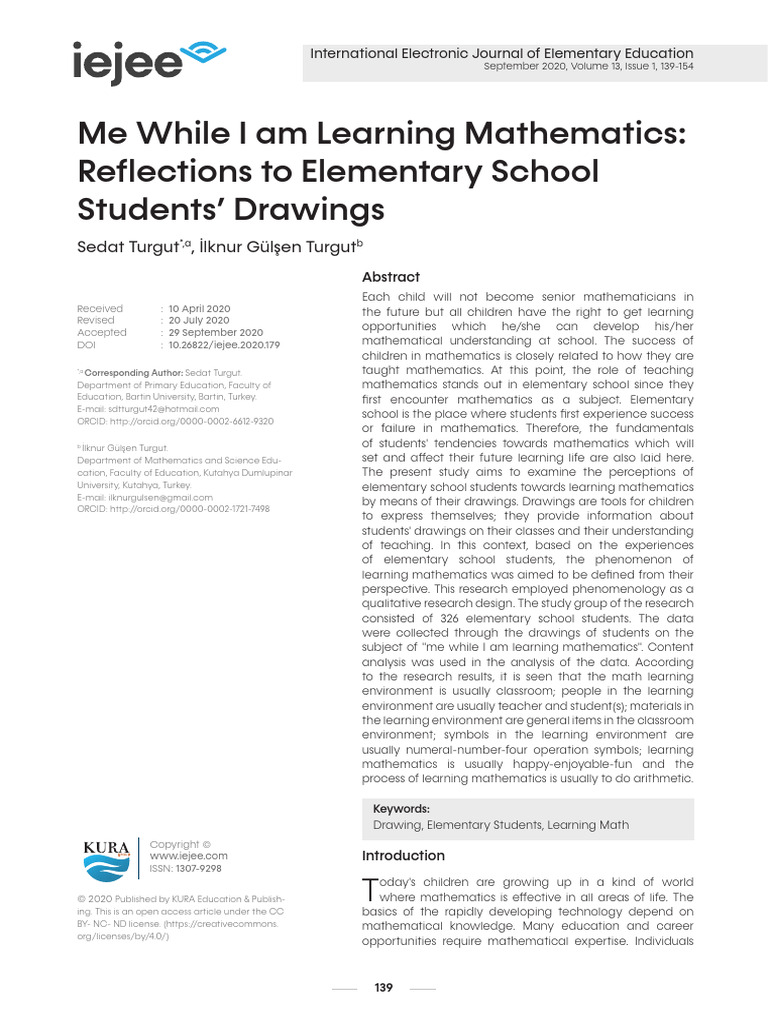 Me While I Am Learning Mathematics - Reflections To Elementary School ...