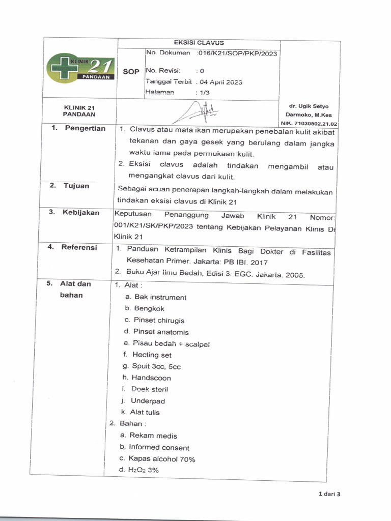 3.8.1 Sop Eksisi Clavus | PDF