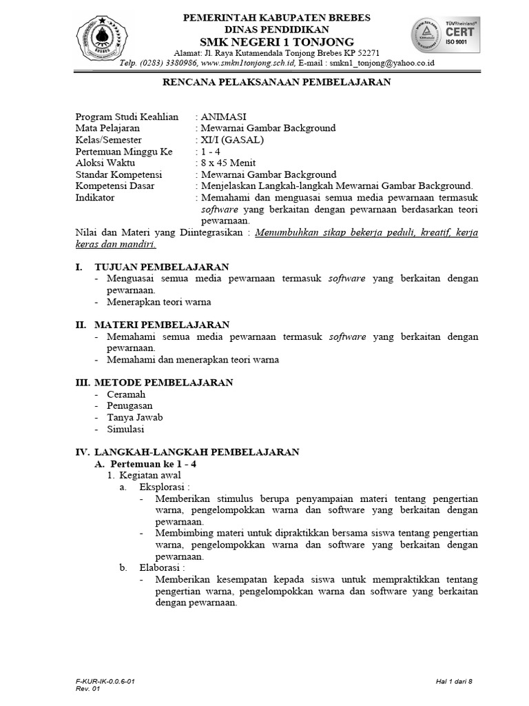 RPP - Eek - Mewarnai Gambar Background | PDF | Komputer