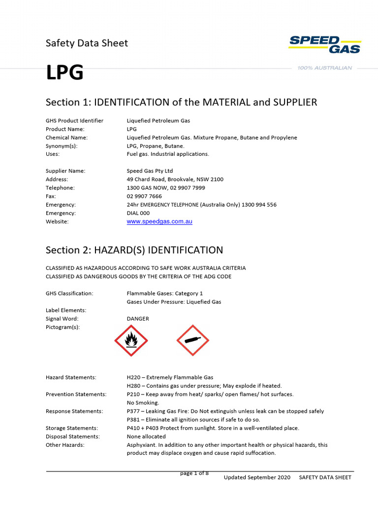 LPG SDS | PDF | Liquefied Petroleum Gas | Occupational Safety And Health