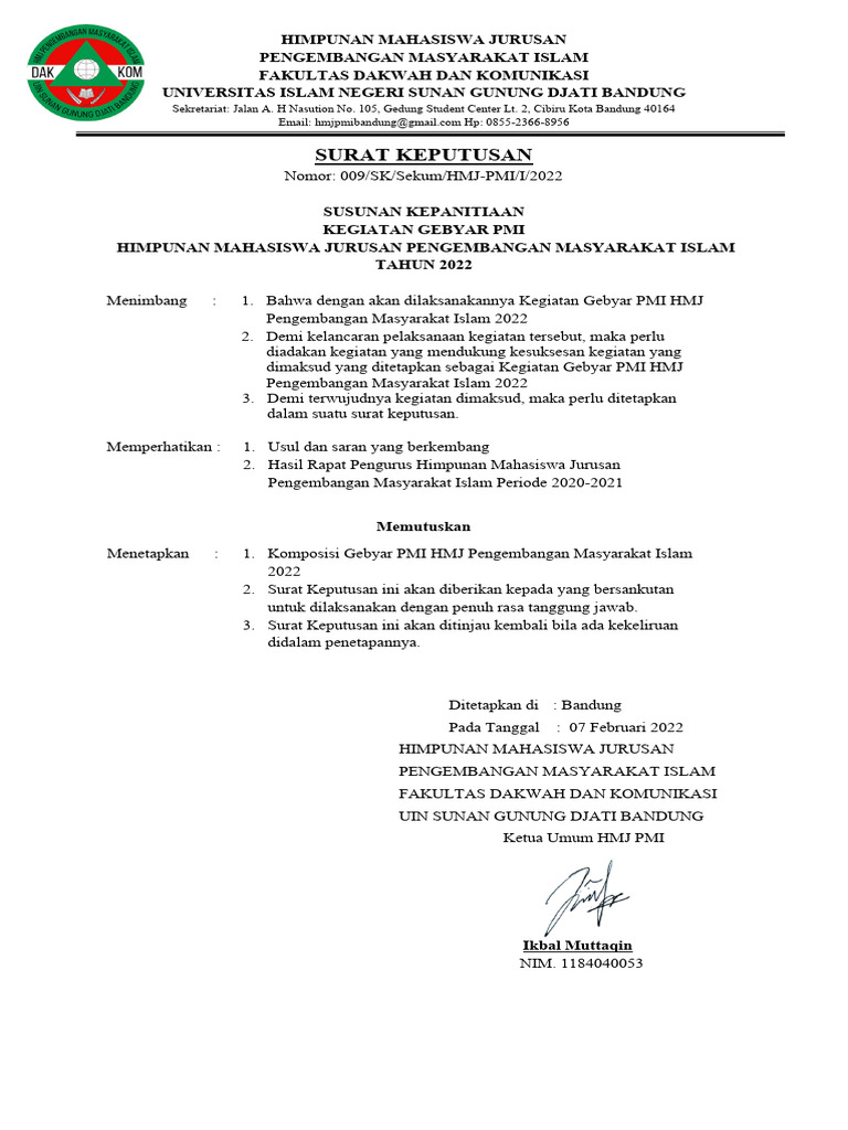 SK Panitia Gebayr Pmi 2022 | PDF