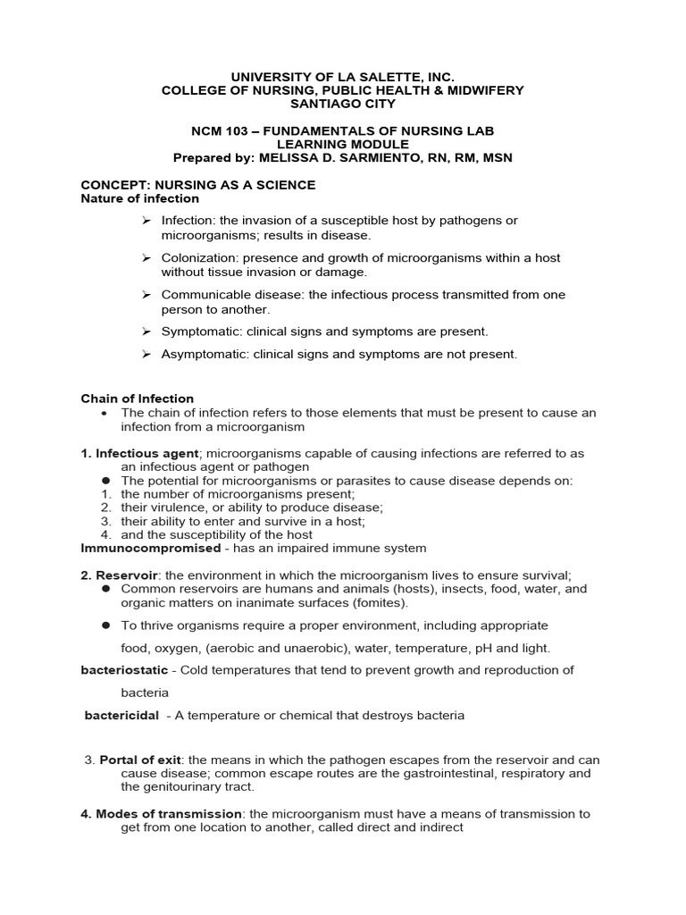 Infection-control-handout | PDF | Infection | Pathogen