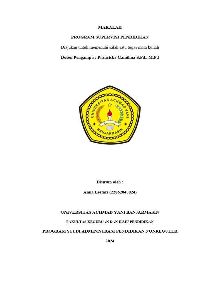 Program Supervisi Pendidikan | PDF | Karier & Perkembangan