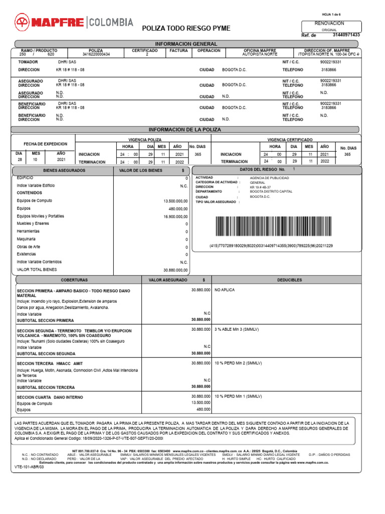 POLIZA (2) | Descargar gratis PDF | Póliza de seguros | Seguro