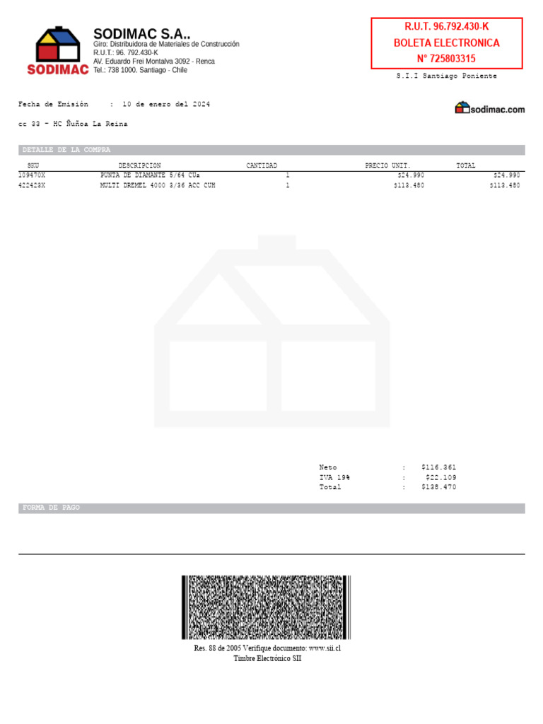 Boleta Electrónica de Compra 10/01/2024 | PDF