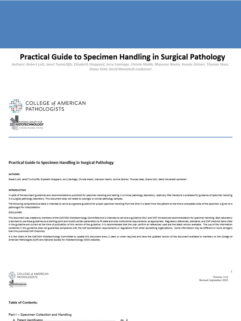 Practical Guide Specimen Handling | PDF | Medical Laboratory | Pathology