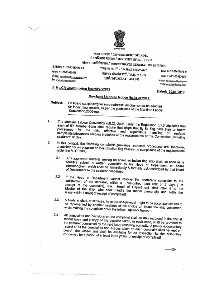 MS Notice 04of2013 Grivances Crews | PDF