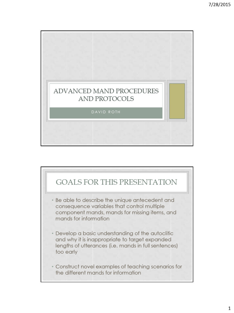 Advanced Mand Procedures and Protocols | PDF | Reinforcement ...